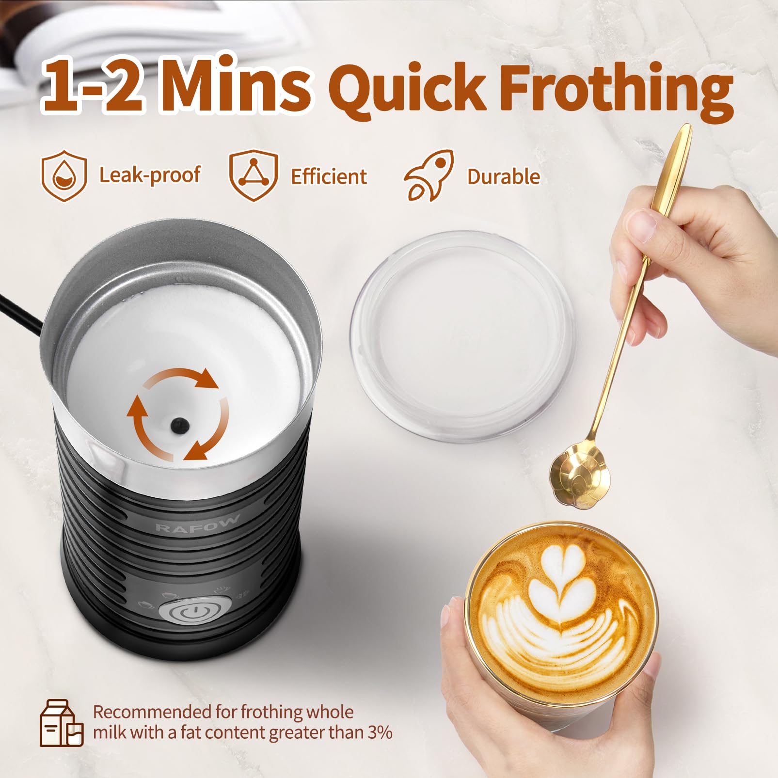 4 In 1 Electric Milk Frother Steamer - Hot and Cold Coffee Foam Froth Maker 350ml/12oz, Automatic Milk Warmer Foamer for Latte, Cappuccinos, Macchiato, Chocolate