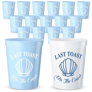 ninehaoou 15 pcs last toast on the coast bachelorette party plastic cups 16 oz coastal stadium cups reusable beach bachelorette weekend bridal party favors decorations for bachelorette party