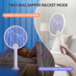 Foldable Fly Swatter Electric Fly Swatter Racket Bug Zapper Fly Zapper Dual Modes Rechargeable Mosquito Killer Fruit Fly Trap Indoor Outdoor Backyard Patio Camping (1)