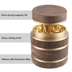 KINGTOP Grinder, 2.5" Walnut & Aluminum Grinder