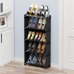 deyilian space saving 5 tier shoe rack,sturdy stainless steel with non woven fabric plastic connectors holds up to 10 pairs men's shoes for entryway narrow spaces behind doors and closet