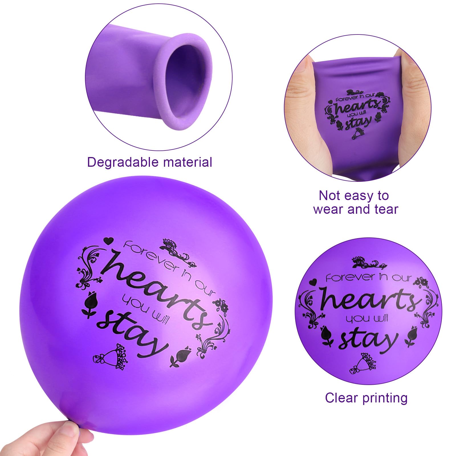 39 pcs Dove Memorial Balloons, Peace Dove and Purple to Release in Sky Biodegradable Balloons to Memory Life Floting Balloons for Funeral, Happy Heavenly