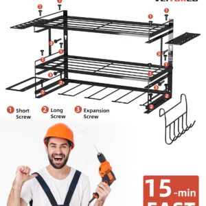 Gifts for Men Dad Husband Him, Power Tool Organizer Wall Mount, 4 Drill Modular Tool Storage Shelf with Hooks, Drill Holder for Garage Organization, Cool Anniversary Birthday Gifts for Men Women