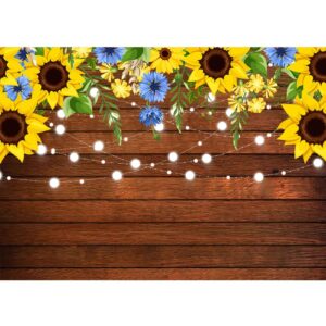 rustic sunflower wooden photo banner 7x5ft summer floral brown wood photography backdrop congrats grad prom birthday baby shower bridal shower wedding background supplies