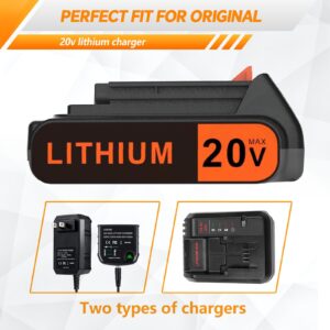 20 Volt MAX 2.0AH Battery Replacement for Black and Decker 20V Lithium-Ion Battery，Compatible with All Power 20V Black and Decker Power+ Tools