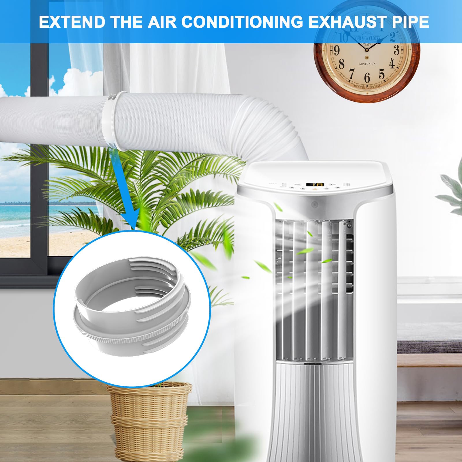 Portable Air Conditioner Hose Connector for Both 5.1"/5.9" Exhasut Vent Hoses with Clockwise & Counter Clockwise Threads, Universal Mobile AC Unit Vent Hose Coupler Coupling Extension