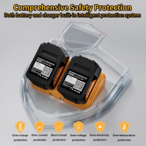 20V 6.0Ah Replacement Battery Charging Combo Kit for Dewalt, Includes 2PC 20V Max Batteries and 2-Ports Charger, Compatible with Dewalt All 20V Power Tools, Charger Fit All 12V/20V/60V OEM Batteries