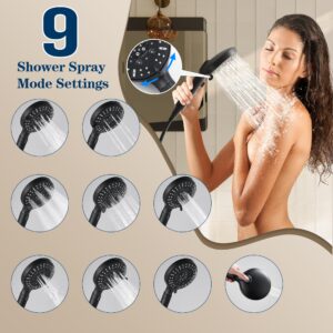 Kurpot Filtered Shower Head with Handheld, 9 Spray Mode High Pressure Shower Head with Filters, 60" Shower Hose, Matte Black Shower Head Filter for Hard Water, Remove Chlorine, Protect Skin and Hair