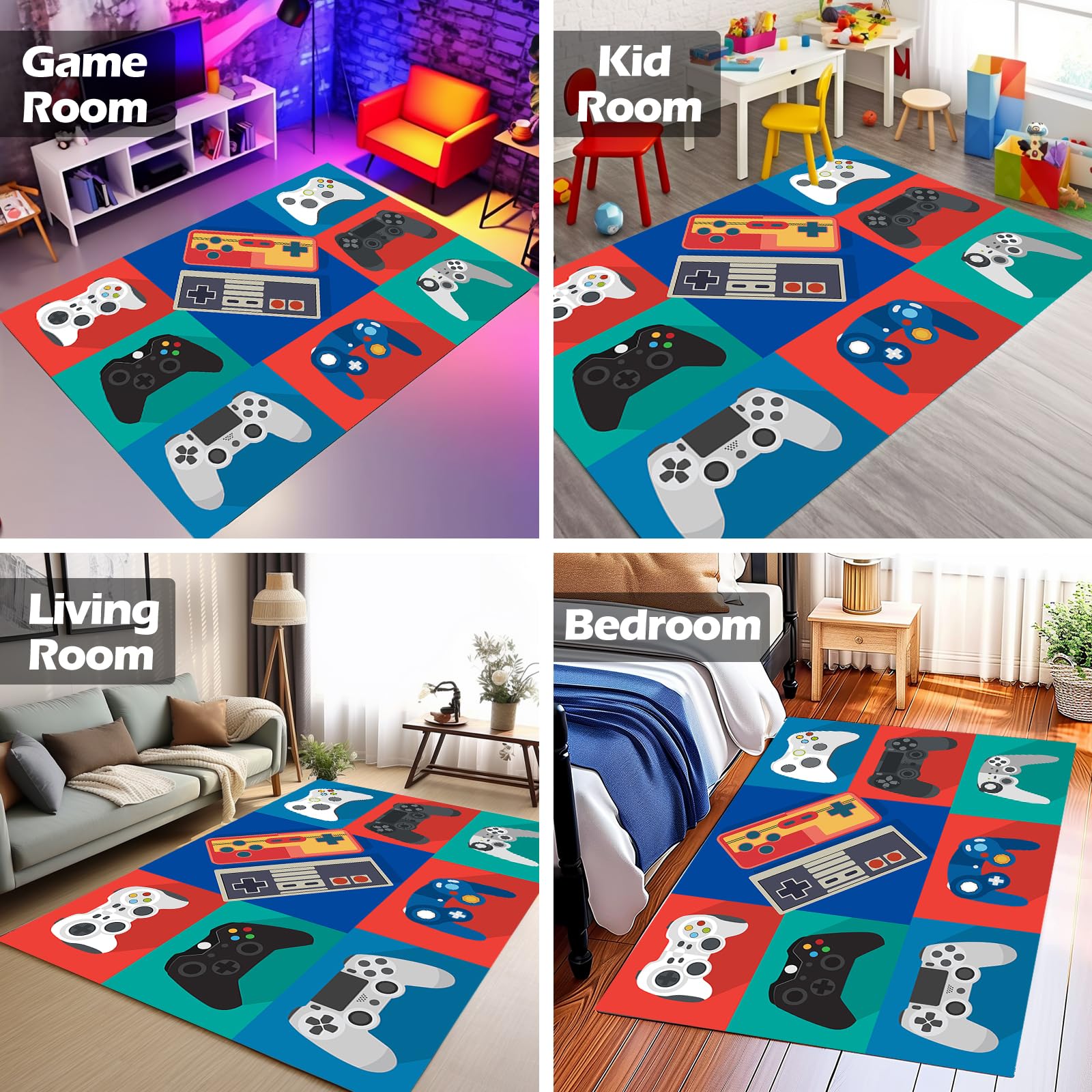 Osimiccp Gaming Rug for Boys Room Size 5'x7',Non-Slip Gamer Room Decor for Boys,Gamer Rug for Boys Room and Bedroom Living Room