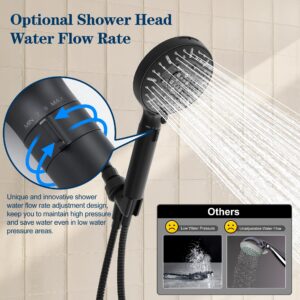 Kurpot Filtered Shower Head with Handheld, 9 Spray Mode High Pressure Shower Head with Filters, 60" Shower Hose, Matte Black Shower Head Filter for Hard Water, Remove Chlorine, Protect Skin and Hair