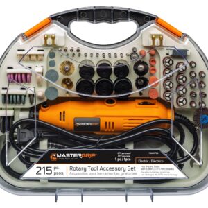 Mastergrip 1.1-Amp Variable Speed Steady-Grip Rotary Tool with 215-Piece Accessory Kit, Electronic Speed Adjust, and Carrying Case - 790461ECE