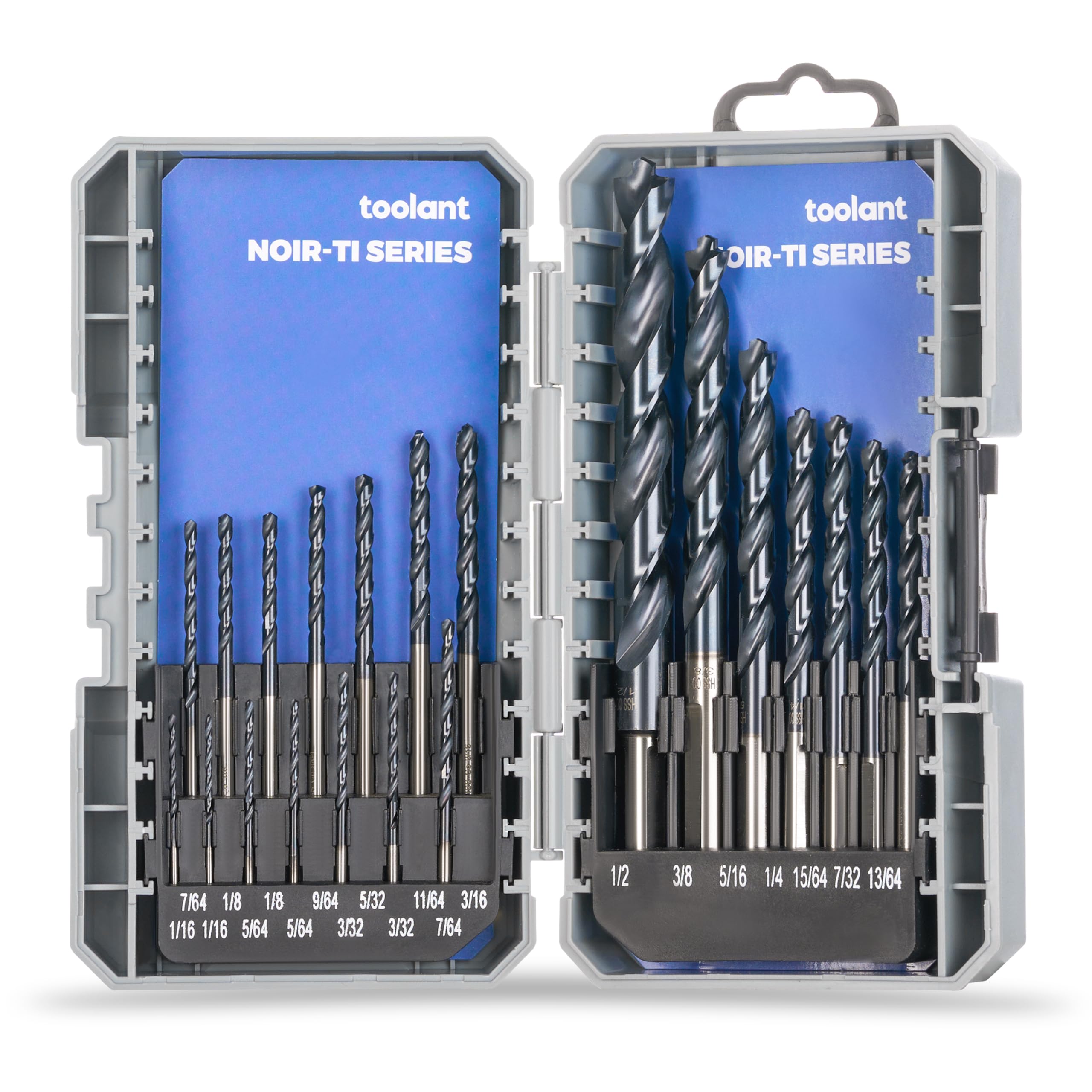 toolant Cobalt Drill Bit Set(Pro) Titanium Aluminum Nitride Coated (TiAlN) with Bullet Point Tip, 21-Piece (1/16" - 1/2")