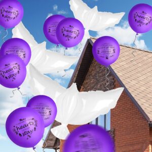 39 pcs Dove Memorial Balloons, Peace Dove and Purple to Release in Sky Biodegradable Balloons to Memory Life Floting Balloons for Funeral, Happy Heavenly