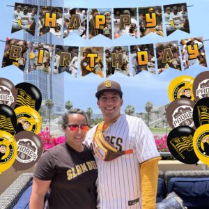 Generic San-Diego Baseball Theme Party Supplies Birthday Decorations, Padres Baseball Team Party Supplies Include Banner, Cake Toppers,Balloons for Birthday Party Supplies, Orange