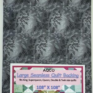 Generic Quilt Backing, Large, Seamless,Gray/Black Leaf - 47603-80G, 108""x108""