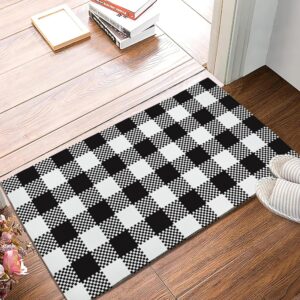 spunker doormat checkered and black plaid squares tartan door welcome mat vintage rustic yard non slip seasonal home decoration indoor outdoor 17 x 30 inch