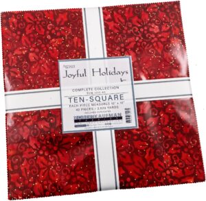 lunn studios artisan batiks joyful holidays 42 10-inch squares layer cake robert kaufman ten-1311-42, assorted