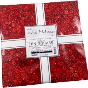 Lunn Studios Artisan Batiks Joyful Holidays 42 10-inch Squares Layer Cake Robert Kaufman TEN-1311-42, Assorted