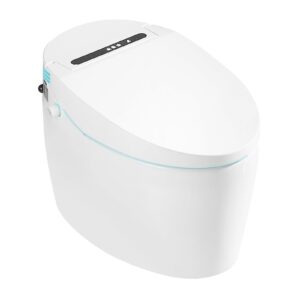 bwe smart toilet one-piece bidet toilet seat, foot sensing, auto flush, auto open & auto close,heated seat, warm water and dry, led digital display, wireless remote control