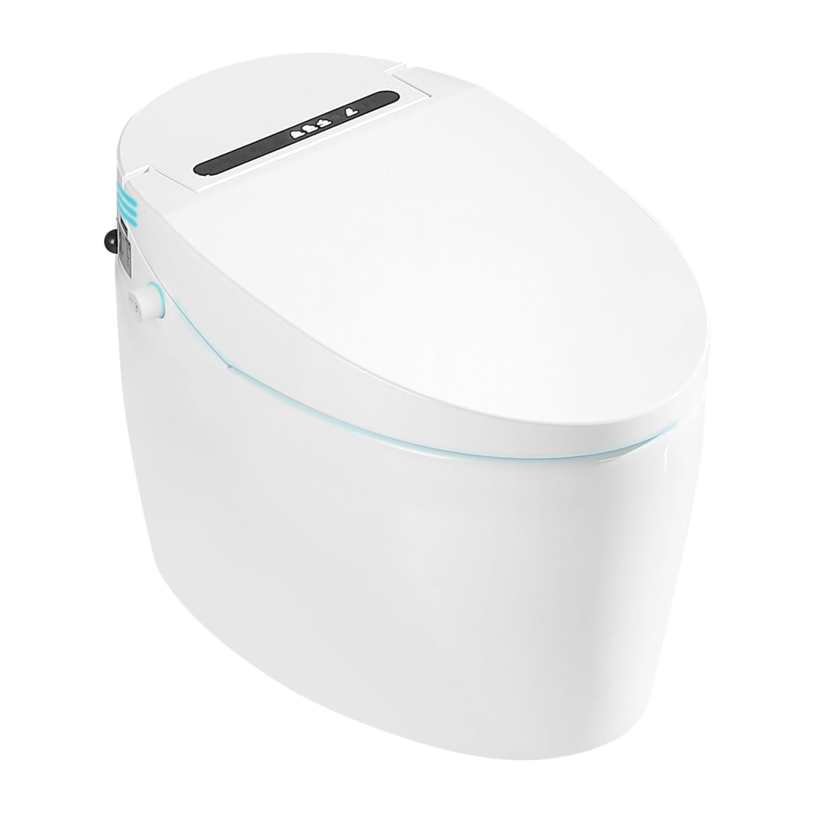 BWE Smart Toilet One-piece Bidet Toilet Seat, Foot Sensing, Auto Flush, Auto Open & Auto Close,Heated Seat, Warm Water and Dry, LED Digital Display, Wireless Remote Control