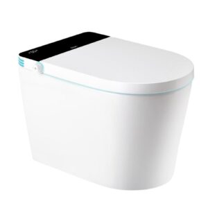 bwe smart toilet with bidet built in with led digital display, one-piece bidet toilet seat, auto flush, auto open & auto close, heated seat, warm water and dry, wireless remote control, foot sensing