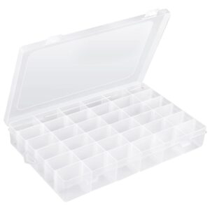 zanzanyuhang 36 grids clear plastic organizer box, craft organizers and storage, bead organizer with adjustable dividers, jewelry organizers and storage for beads, fishing, diy crafts