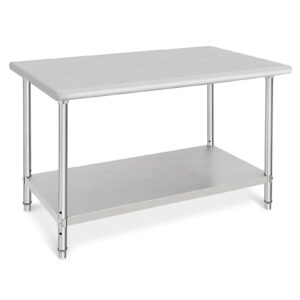 stainless steel table for prep & work 48 x 30 x 35 inch, heavy duty metal table cart worktable with undershelf, commercial workstation for restaurant, home and hotel, silver