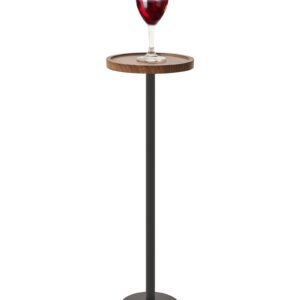 KJGKK Drink Table, Small Pedestal Side Table, Round Cocktail Table, Accent End Table with Metal Base, for Small Spaces, Brown & Black