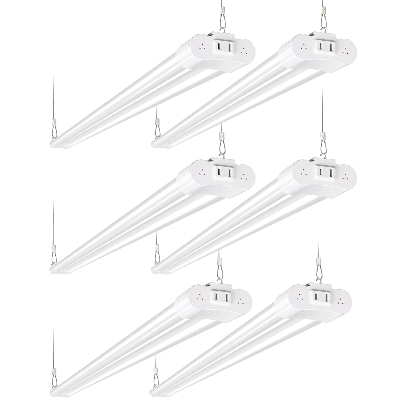 6 Pack 4FT Linkable LED Shop Light, Utility Shop Light Fixture, 4400lm, 42W [250W Equivalent], 5000K Daylight Shop Lights for Garage, Hanging or Surface Mount, with Power Cord, ETL,White