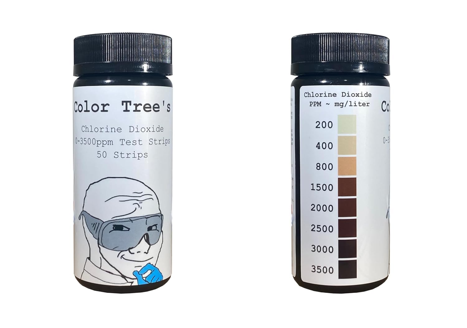 Color Tree's 3000ppm Chlorine Dioxide Test Strips - 50 Strips - 0-3000ppm Range - DIY CDS - OEM Custom ClO2 Test Strips