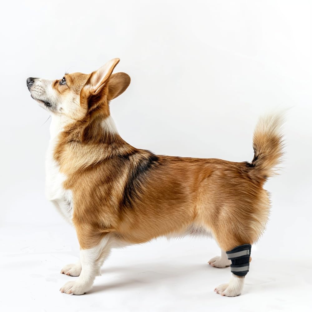 Dog Knee Brace for Torn ACL Hind Leg and Luxating Patella, Canine Rear Hock Joint Support, Joint Injury and Sprain Protection, Removable Design, Comes with 2 Spring Bars and 2 Steel Bars (XS Pair)