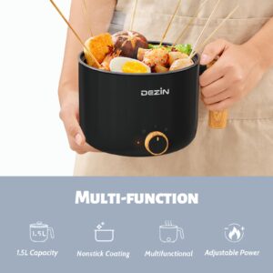 Dezin Hot Pot Electric, 1.5L Portable Ramen Cooker with Nonstick Coating, Mini Hot Pot for Dorm/Office/Travel, Multi-Function Hot Pot