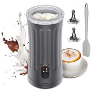 ovetedot milk frother, 4-in-1 milk frother and steamer, 240ml/8.1oz automatic hot and cold foam maker, electric milk frother for coffee, latte, cappuccino, matcha, hot chocolate(gray)