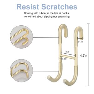 BWE 2 Pack Shower Door Hooks,304 Stainless Steel Over Door Hooks,Towel Hooks for Bathroom Frameless Glass Shower Door 0.47"(12mm),Drilling-Free Hanger Shower Hooks,Brushed Gold