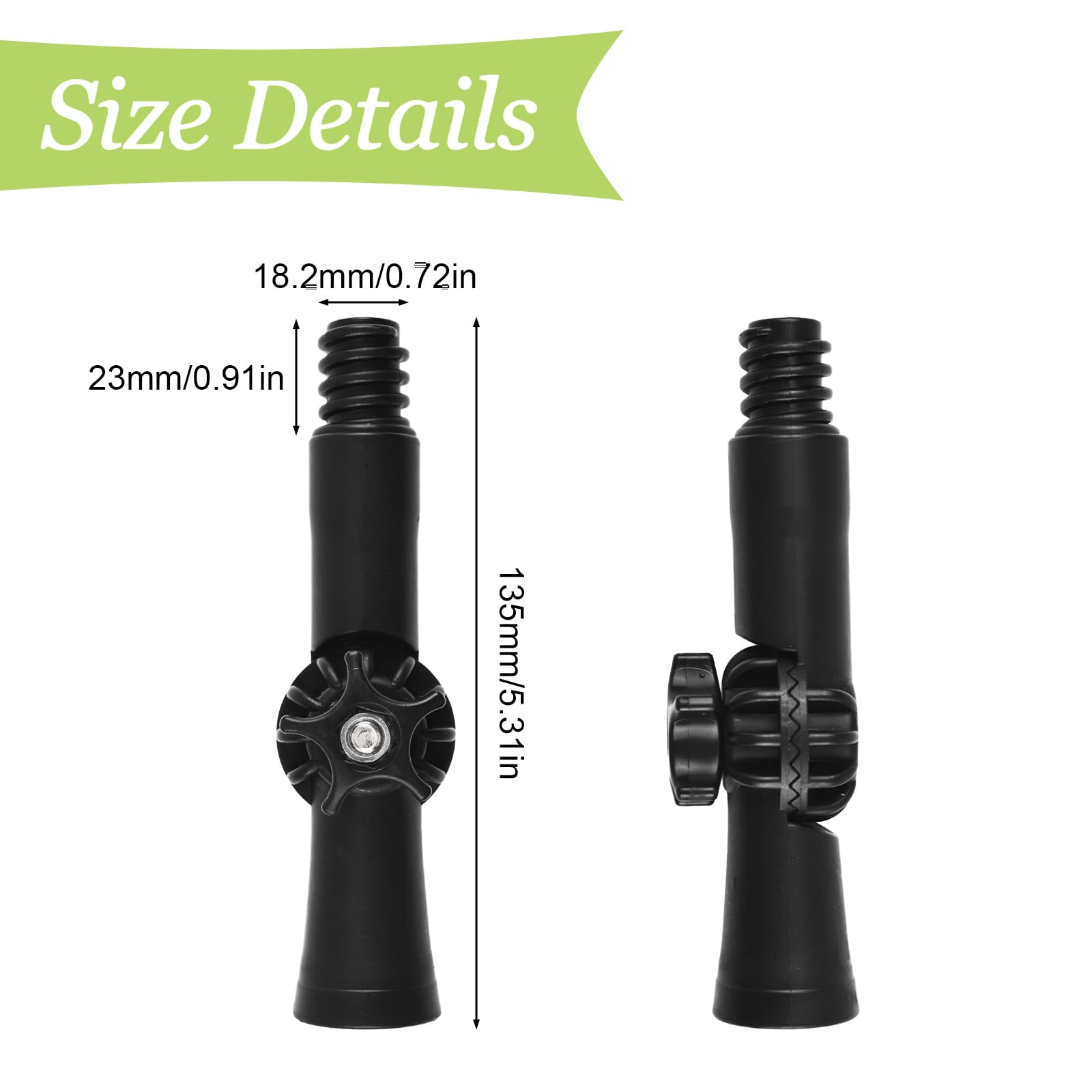 UFURMATE Mop Pole Adapter, 2Pcs Plastic Extension Pole Adapter Handle Tips Rotatable Mop Head Pole Adapter Broom Handle Threaded Tip (Black)