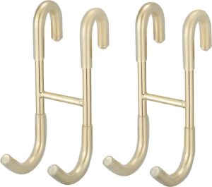 bwe 2 pack shower door hooks,304 stainless steel over door hooks,towel hooks for bathroom frameless glass shower door 0.47"(12mm),drilling-free hanger shower hooks,brushed gold