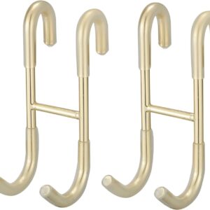 BWE 2 Pack Shower Door Hooks,304 Stainless Steel Over Door Hooks,Towel Hooks for Bathroom Frameless Glass Shower Door 0.47"(12mm),Drilling-Free Hanger Shower Hooks,Brushed Gold