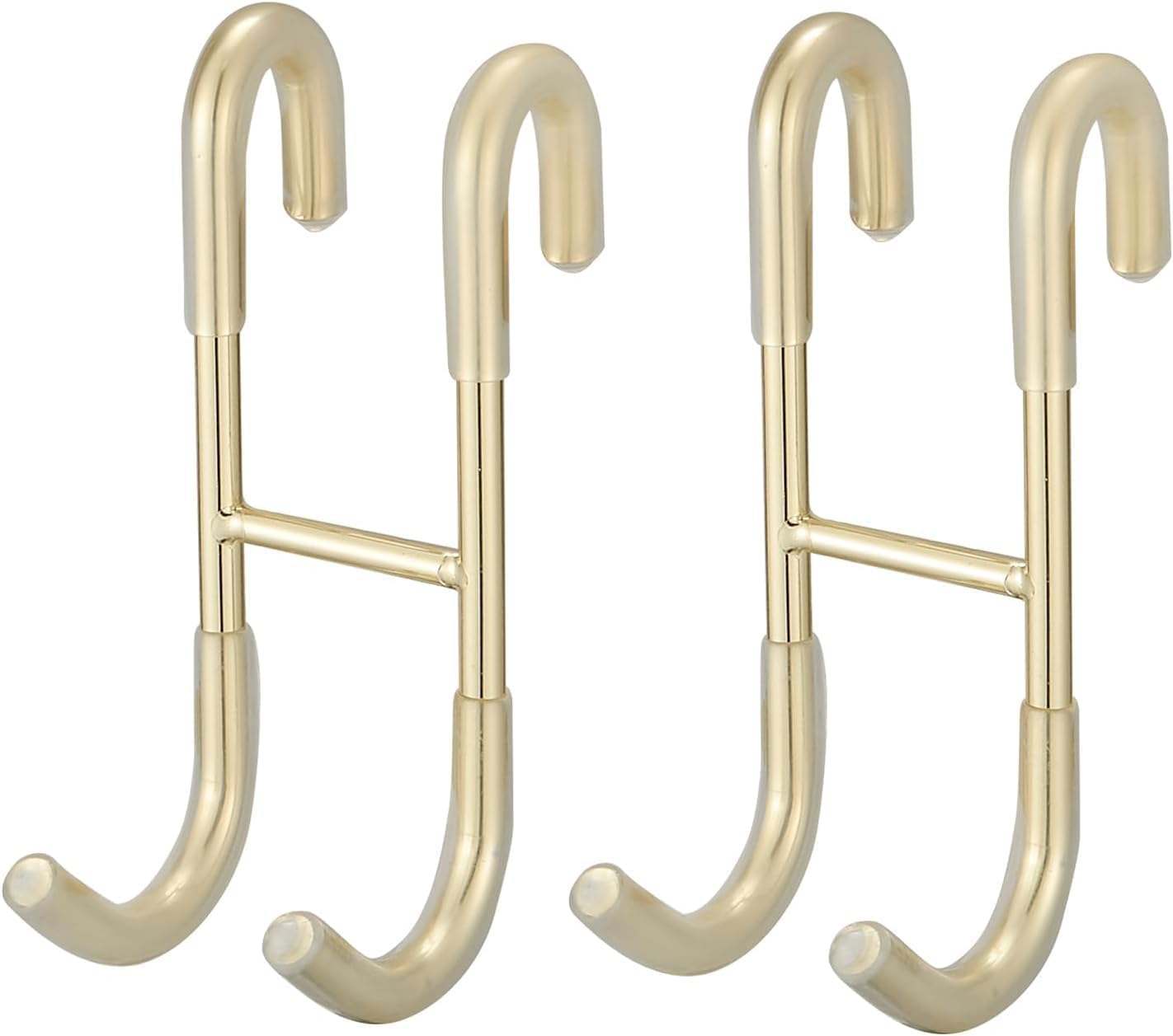 BWE 2 Pack Shower Door Hooks,304 Stainless Steel Over Door Hooks,Towel Hooks for Bathroom Frameless Glass Shower Door 0.47"(12mm),Drilling-Free Hanger Shower Hooks,Brushed Gold