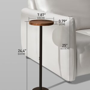 KJGKK Drink Table, Small Pedestal Side Table, Round Cocktail Table, Accent End Table with Metal Base, for Small Spaces, Brown & Black