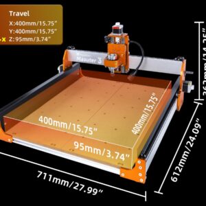 FoxAlien CNC Router Machine Masuter 3 with Steel Wheels, 3-Axis Engraving Milling Machine 15.75” x 15.75” x 3.74” Working Area for Wood Acrylic MDF Nylon Carving Cutting