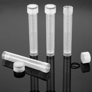 10PCS 10ml Clear Plastic Test Tubes with Caps, Sample Frozened Test Tubes Vials Seal Cap Container for Laboratory School Scientific Experiments, Liquid Storage