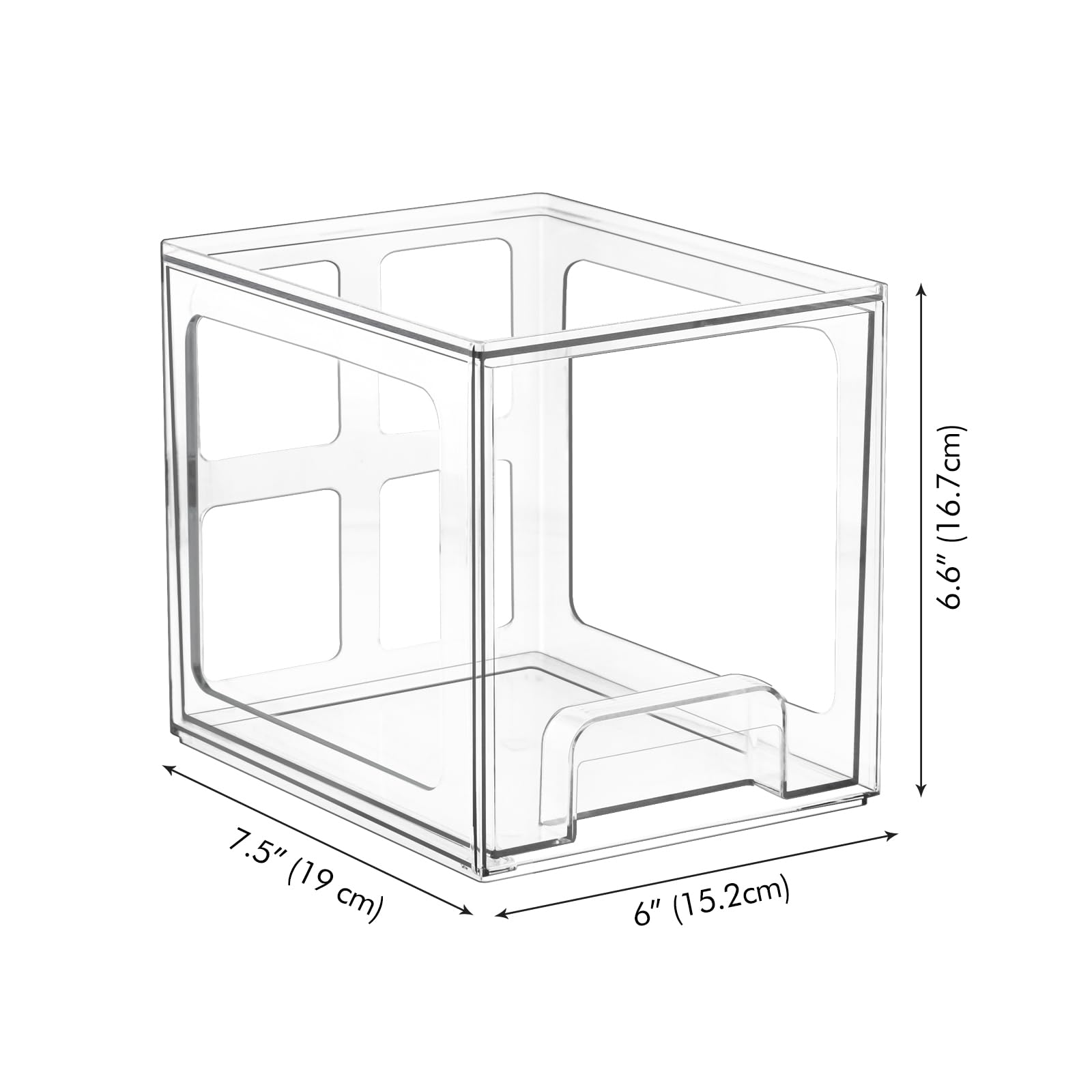 Lunhoo Stackable Storage Drawers, Makeup Organizer with Handle, Clear Storage Bins for Bathroom, Bedroom, Under-sink, Pantry (Transparent)