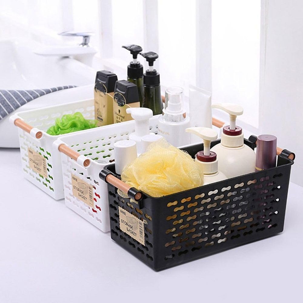 Generic 1PCS Hollow Out Storage Basket,Portable Cosmetic Storage Organizer Snack Finishing Box Cosmetic Container for Home(Black), AM0XEB0JXUWUS