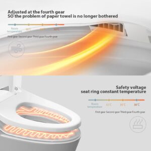 BWE Smart Toilet One-piece Bidet Toilet Seat, Foot Sensing, Auto Flush, Auto Open & Auto Close,Heated Seat, Warm Water and Dry, LED Digital Display, Wireless Remote Control