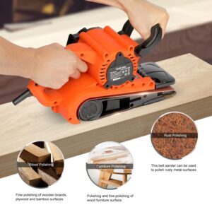 Yunirvana 8 Amp Belt Sander Variable Speed 120-380RPM Includes 5 Sanding Belts (3x21 Inch) and Dust Bag Ideal for Stock Removal