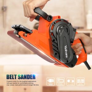 Yunirvana 8 Amp Belt Sander Variable Speed 120-380RPM Includes 5 Sanding Belts (3x21 Inch) and Dust Bag Ideal for Stock Removal