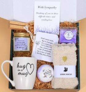 lesen sympathy gift baskets - bereavement grief gift for women,condolences gift basket for loss,sorry for your loss of loved one, thinking of you box, self care package for grieving friend