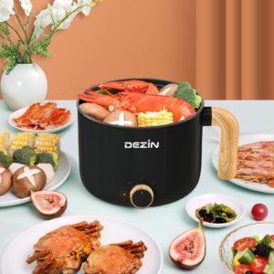 Dezin Hot Pot Electric, 1.5L Portable Ramen Cooker with Nonstick Coating, Mini Hot Pot for Dorm/Office/Travel, Multi-Function Hot Pot