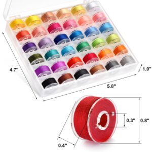 72pcs Sewing Thread kit, 36 Colors Sewing Machine Threads, Prewound Bobbins Sewing Threads Kit, Sewing Machine Thread Assortment, 400 Yards per Spools Polyester Thread