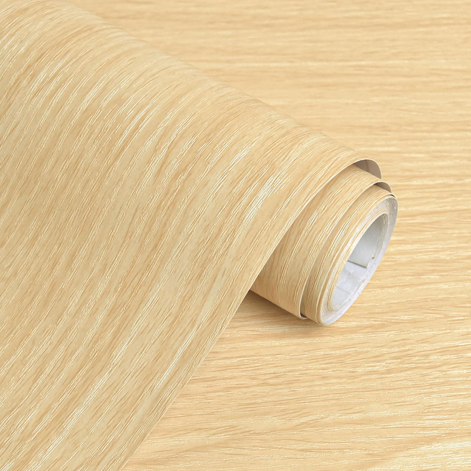 Fititem Wood Contact Paper Light Natural Wood Wallpaper Peel and Stick Faux Wood Grain Contact Paper for Cabinets and Drawers Self Adhesive Waterproof Oak Wallpaper for Kitchen Shelves Desk 118”×17.3”